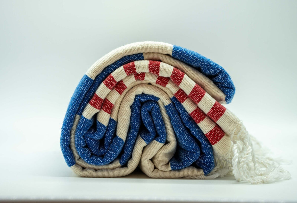 Red, White, and Blue Pool Towel – Woven | by Hand